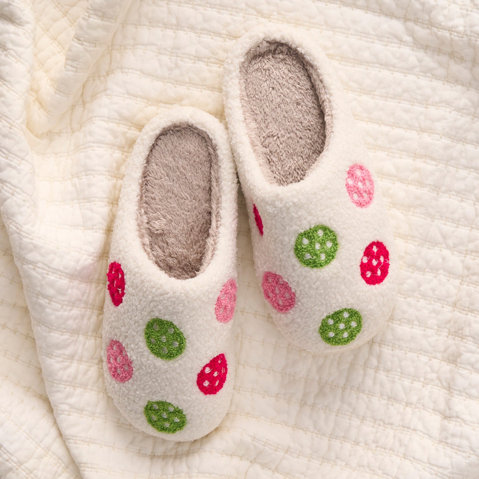 Colorful Pickleballs Fuzzy Slippers