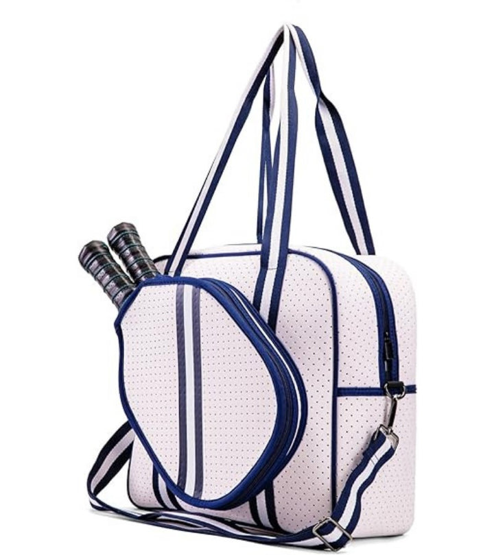 Neoprene Pickleball Tote Bag - White / Navy