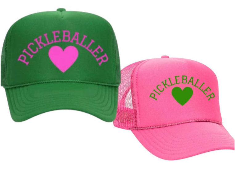 Pickleballer Trucker Hat with Heart Design