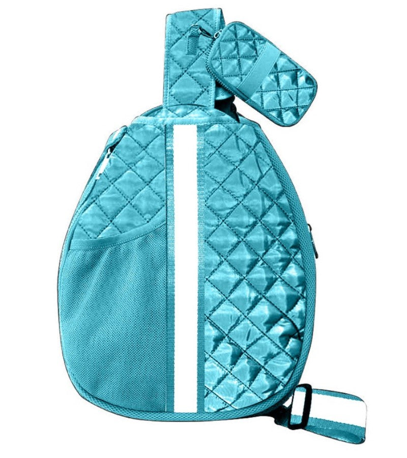 Designer Quilted Pickleball Sling Bag Teal